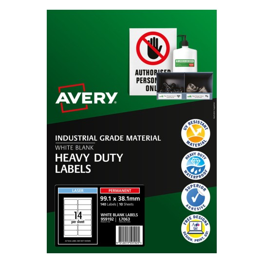White Heavy Duty Permanent Laser Labels | 959192 | Avery